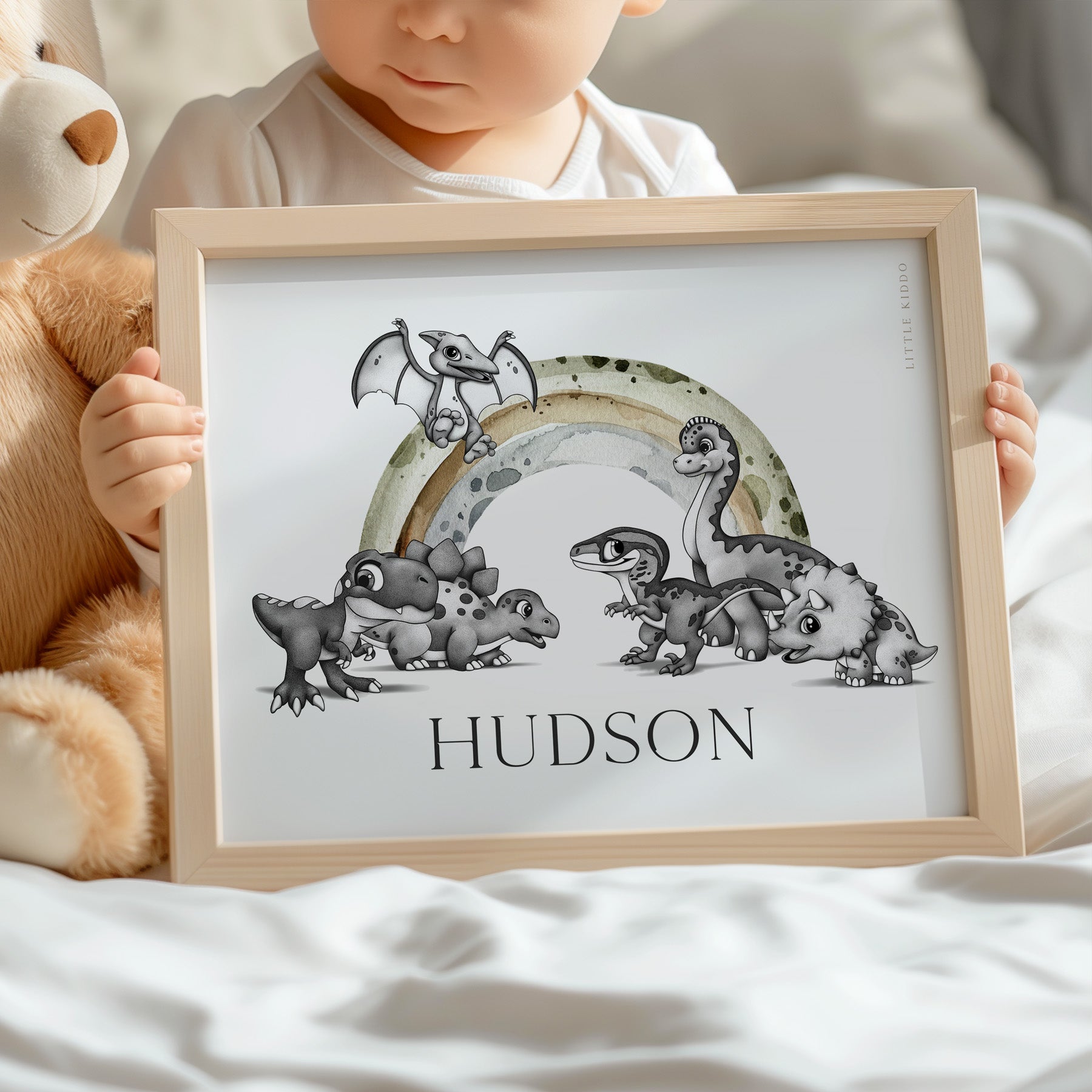 Personalised Dinosaurs Kids Nursery Wall Art Print | Little Kiddo