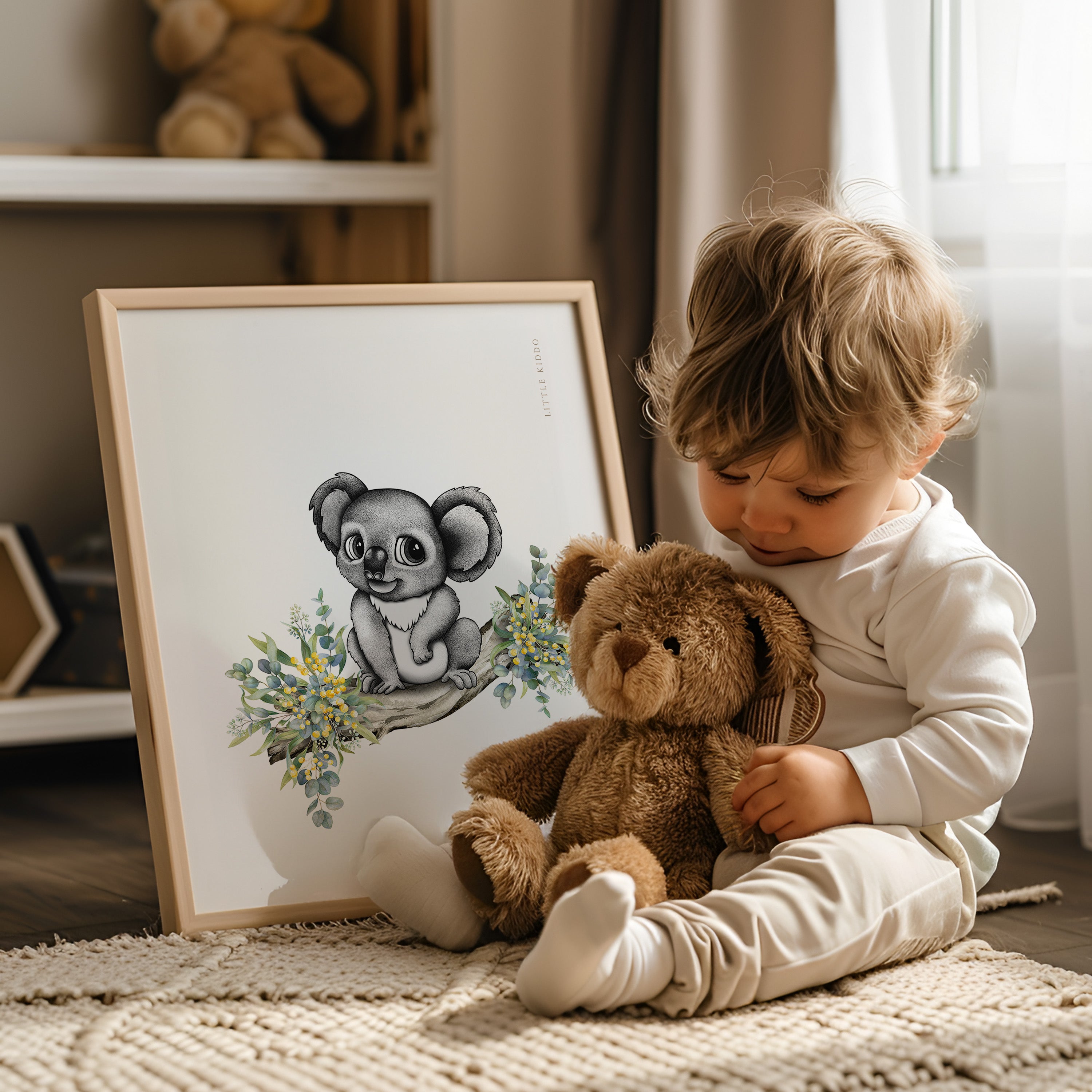 Baby Koala Nursery Kids Wall Art Print | Little Kiddo