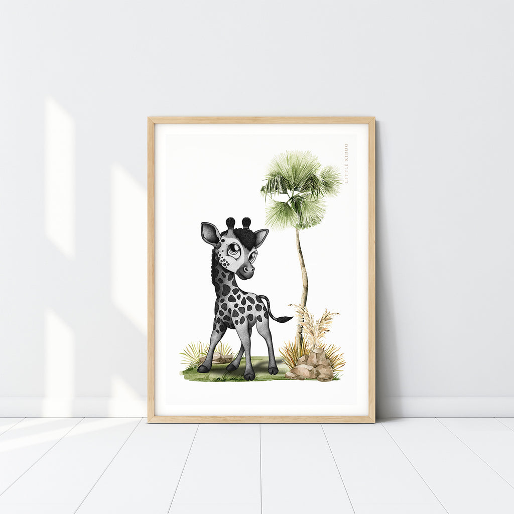 Safari Animal Nursery Prints & Kids Wall Art - Baby Giraffe Print ...