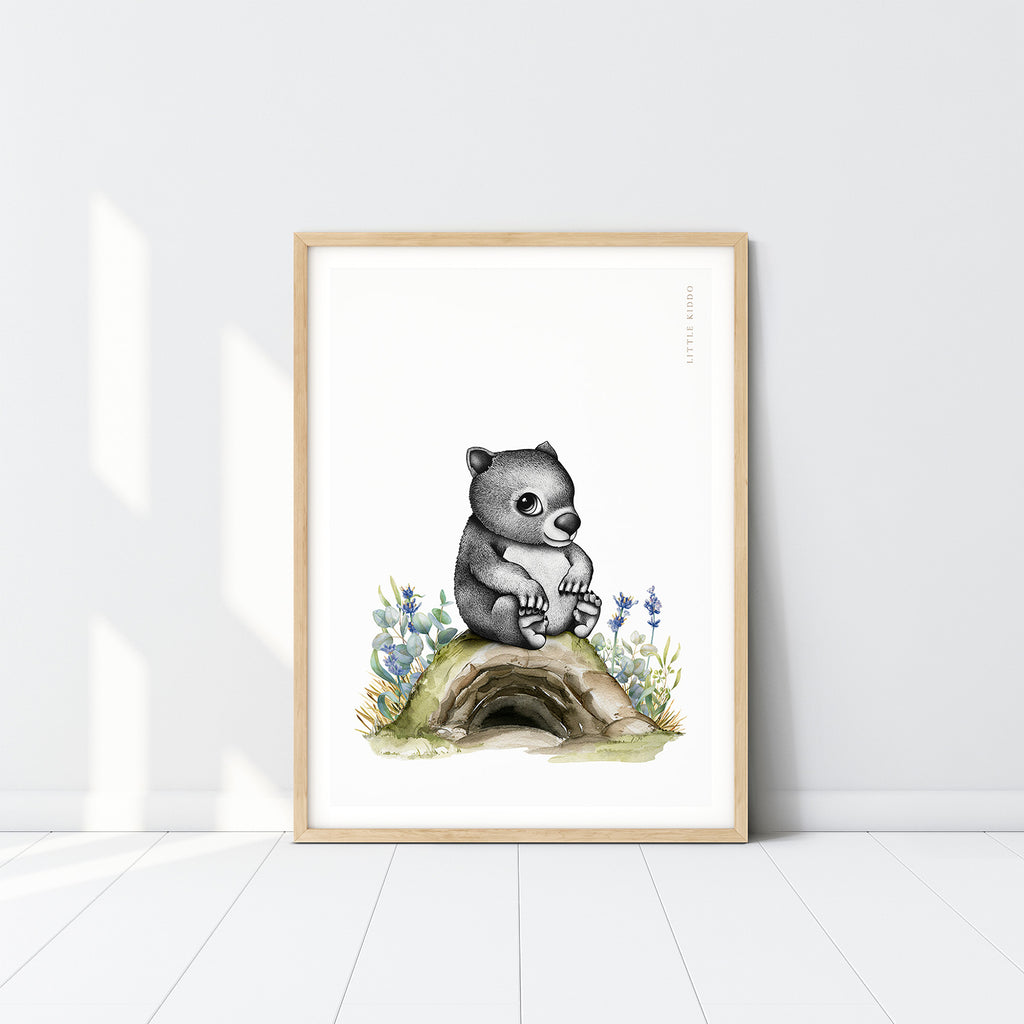Baby Wombat Kids Nursery Wall Art Print | Little Kiddo