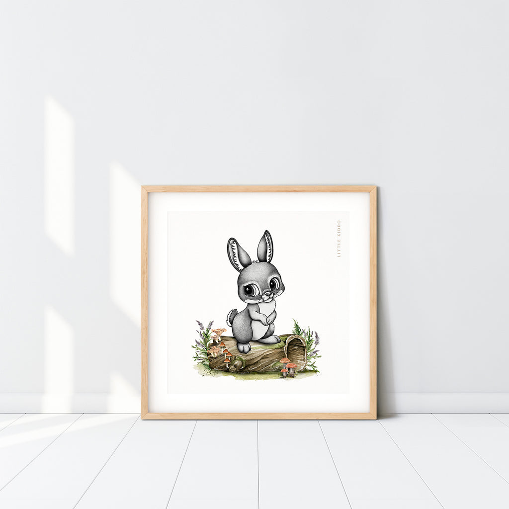 Woodland Animal Nursery Prints & Kids Wall Art - Baby Bunny Print ...